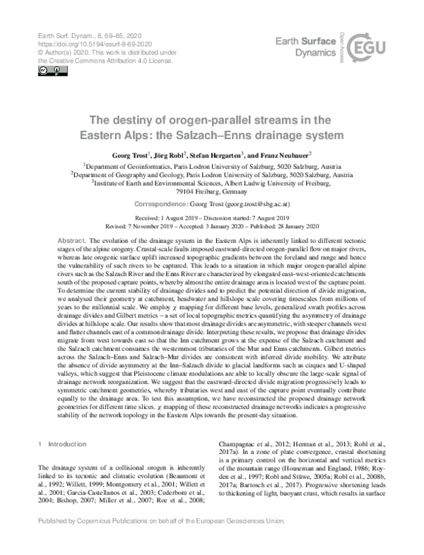 (PDF) The destiny of orogen-parallel streams in the Eastern Alps: the ...