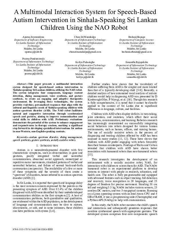 (PDF) A Multimodal Interaction System for Speech-Based Autism Intervention in Sinhala-Speaking ...