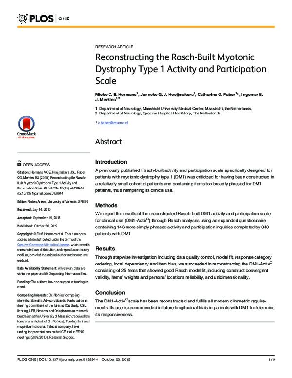 (PDF) Reconstructing the Rasch-Built Myotonic Dystrophy Type 1 Activity ...