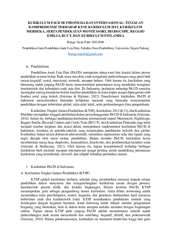 (PDF) KURIKULUM PAUD DI INDONESIA DAN INTERNASIONAL: TINJAUAN KOMPREHENSIF TERHADAP KTSP ...
