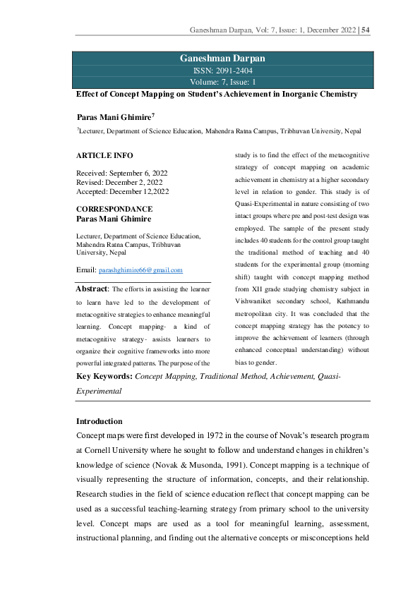(PDF) Effect of Concept Mapping on Student’s Achievement in Inorganic ...