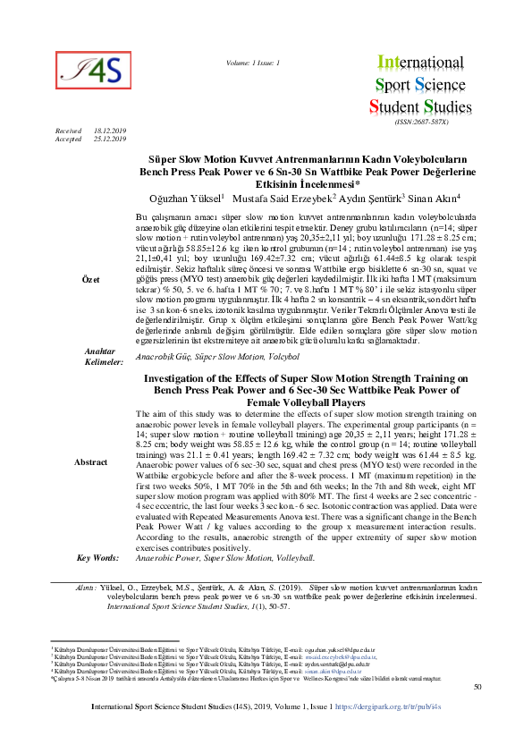 (PDF) Süper Slow Motion Kuvvet Antrenmanlarının Kadın Voleybolcuların ...