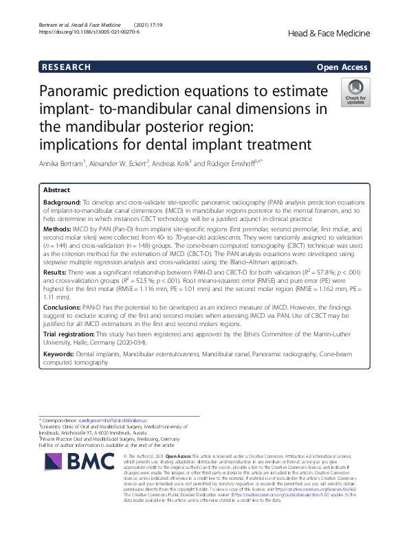 (PDF) Panoramic prediction equations to estimate implant- to-mandibular ...