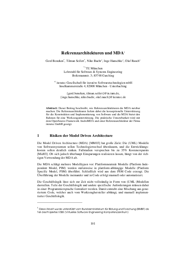 (PDF) Referenzarchitekturen und MDA