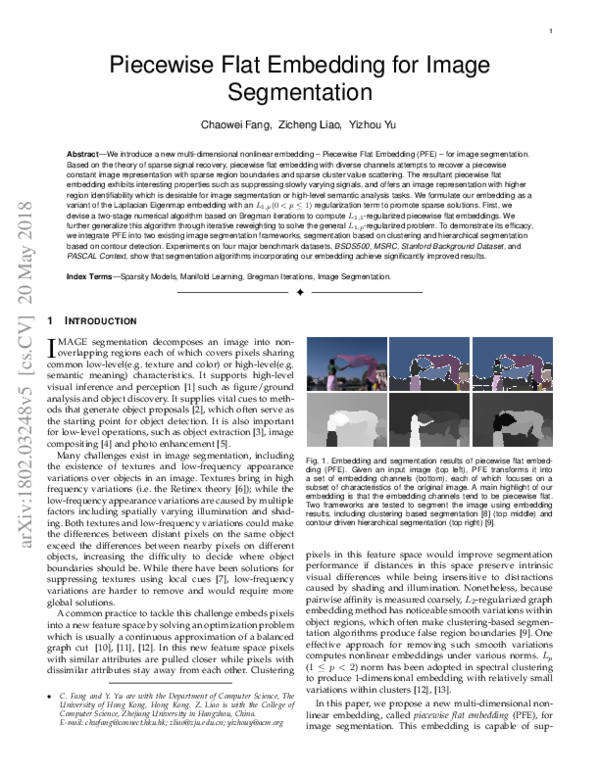 (PDF) Piecewise Flat Embedding for Image Segmentation