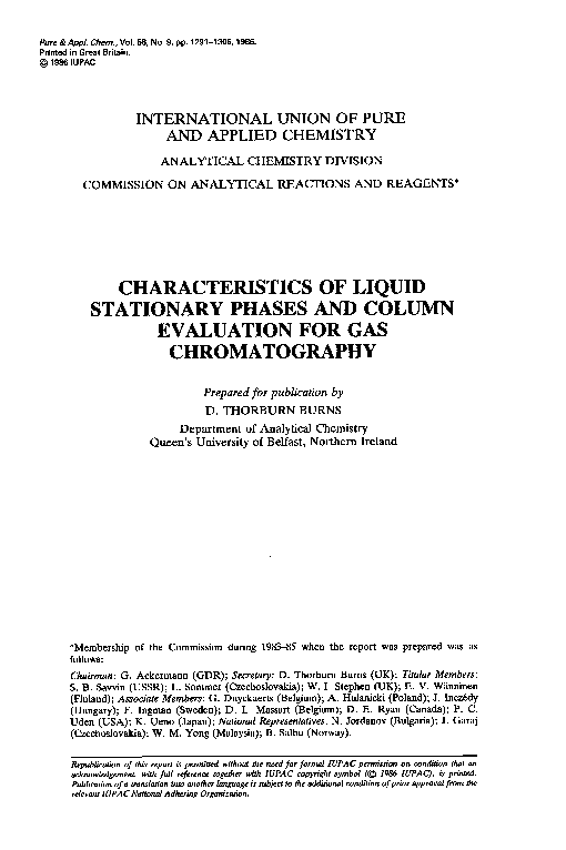 (PDF) Characteristics of liquid stationary phases and column evaluation ...
