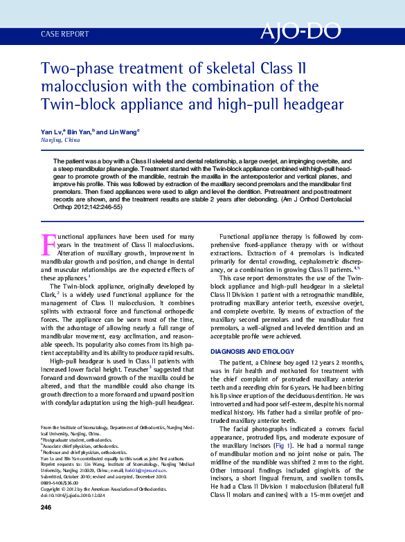 (PDF) Two-phase treatment of skeletal Class II malocclusion with the ...