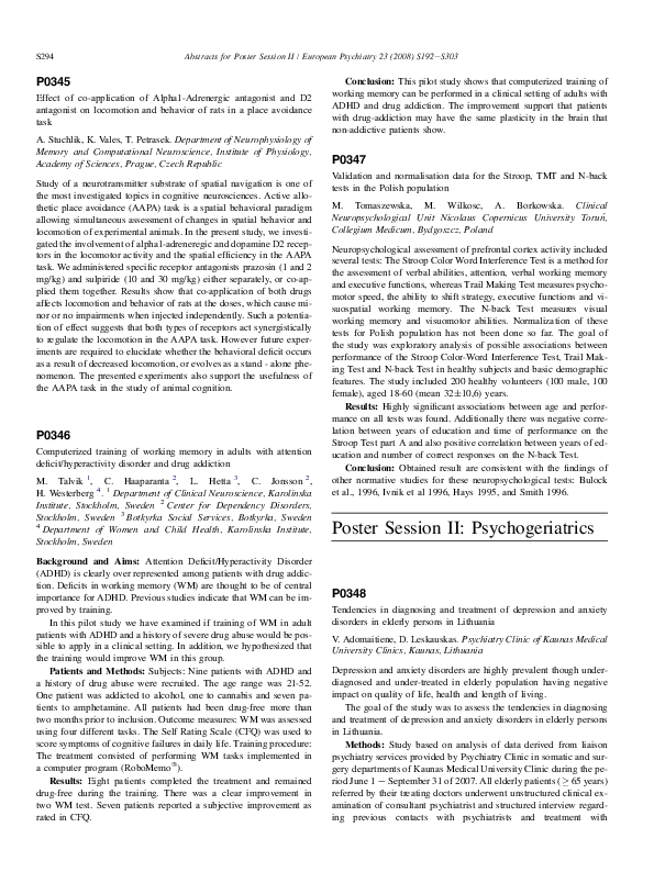 (PDF) Validation and normalisation data for the Stroop, TMT and N-back ...