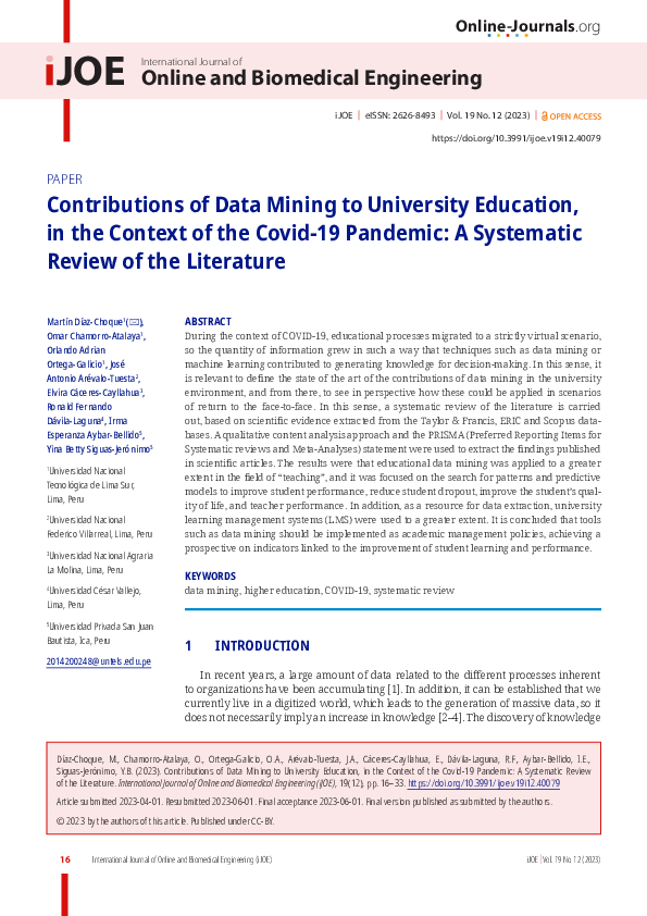 (PDF) Contributions of Data Mining to University Education, in the Context of the Covid-19 ...