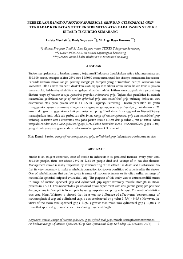 (PDF) Perbedaan Range of Motion Spherical Grip Dan Cylindrical Grip ...