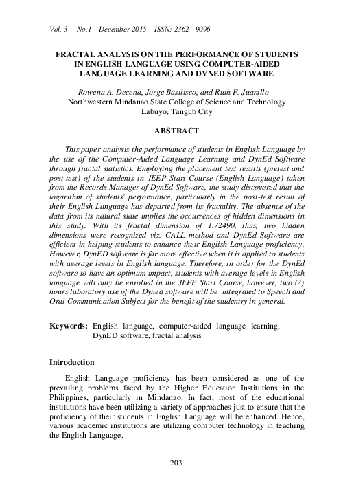 (PDF) Fractal Analysis on the Performance of Students in English ...