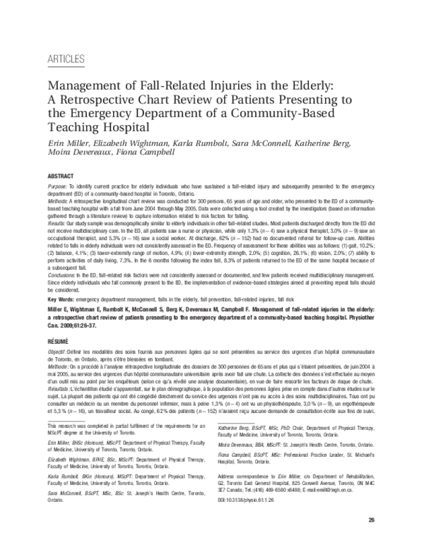 (PDF) Management of Fall-Related Injuries in the Elderly: A ...
