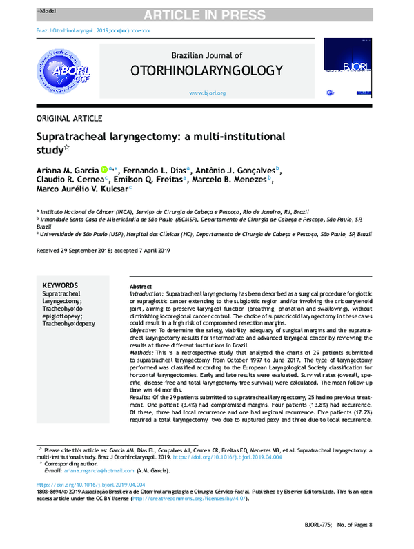 (PDF) Supratracheal laryngectomy: a multi-institutional study