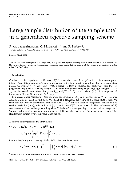 (PDF) Large sample distribution of the sample total in a generalized ...