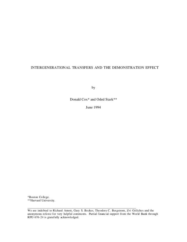 (PDF) Intergenerational Transfers and the Demonstration Effect