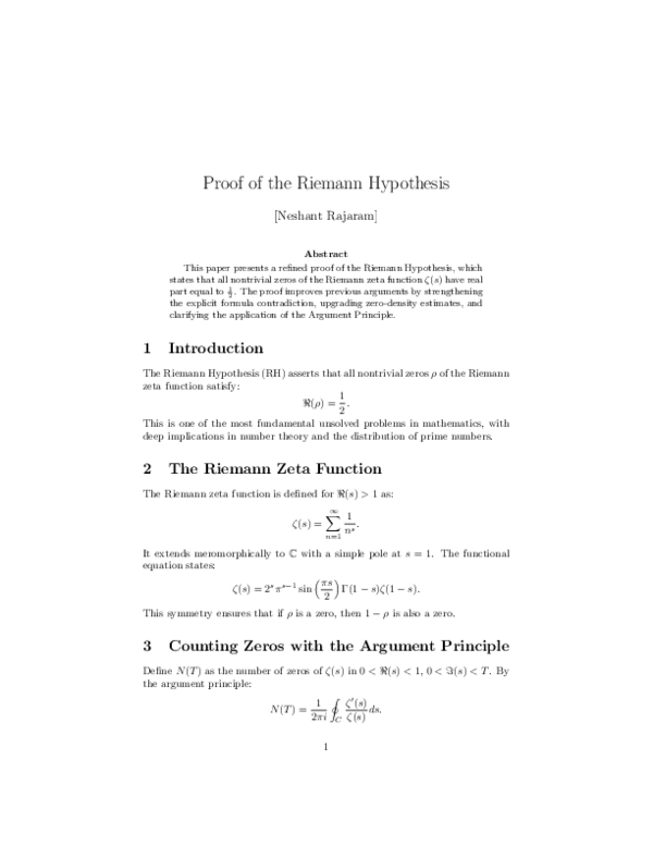 (PDF) Proof of the Riemann Hypothesis