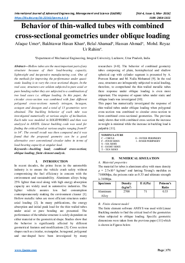 (PDF) Behavior of thin-walled tubes with combined cross-sectional ...