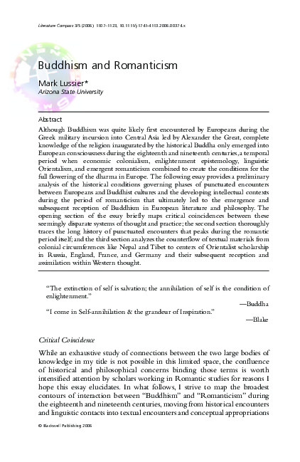 (PDF) Buddhism and Romanticism