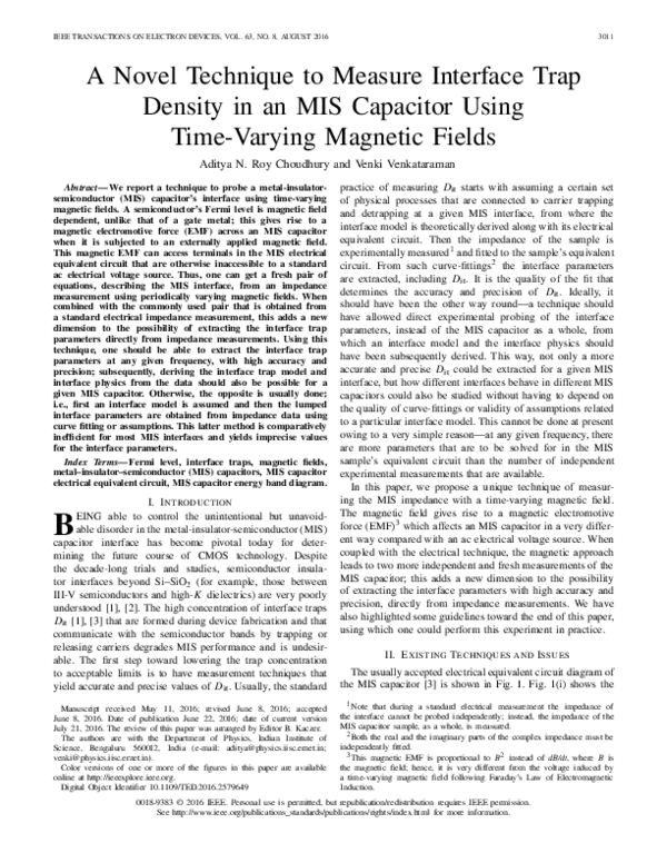 (PDF) A Novel Technique to Measure Interface Trap Density in an MIS ...