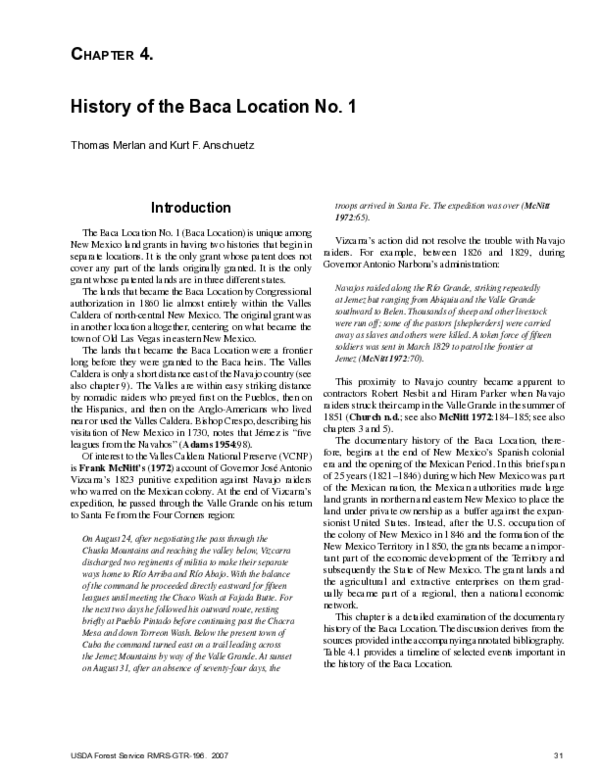 (PDF) Chapter 4. History of the Baca Location No. 1
