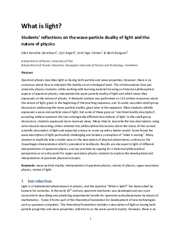 (PDF) What Is Light?