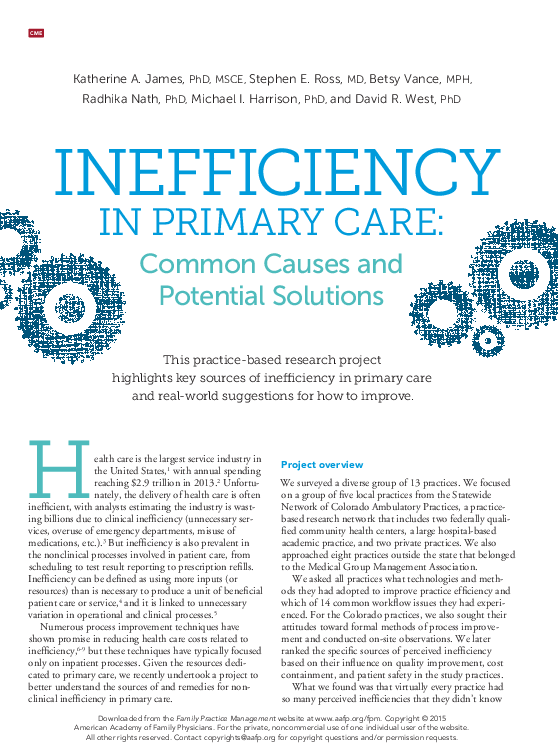 (PDF) Inefficiency in primary care: common causes and potential solutions