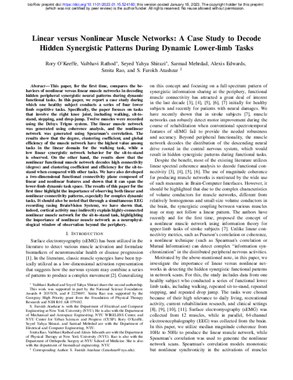 (PDF) Linear versus Nonlinear Muscle Networks: A Case Study to Decode ...