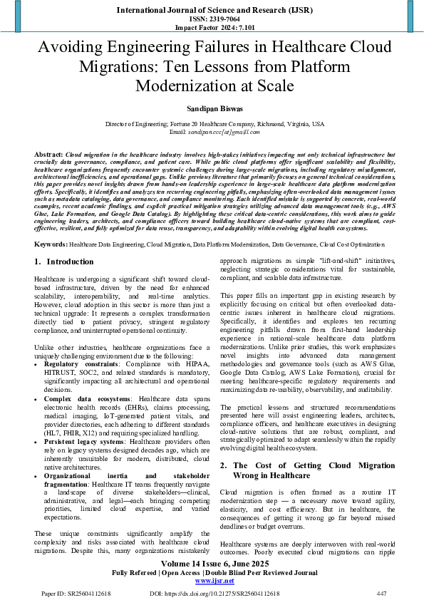 (PDF) Avoiding Engineering Failures in Healthcare Cloud Migrations: Ten ...