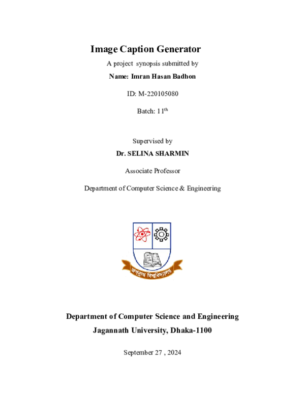 (PDF) Imran new proposal ( image caption generator )
