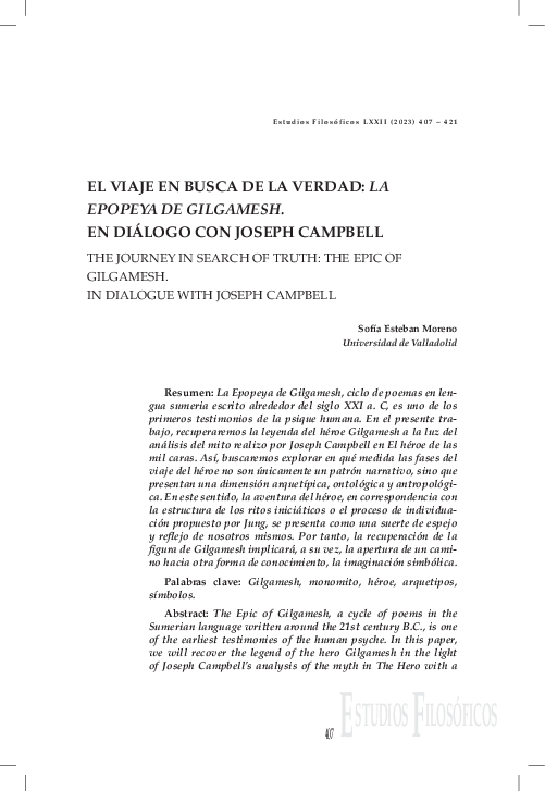 (PDF) El viaje en busca de la verdad: La epopeya de Gilgamesh. El ...