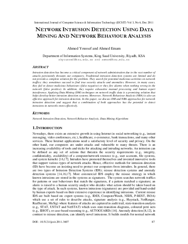 (PDF) Network Intrusion Detection Using Data Mining and Network ...