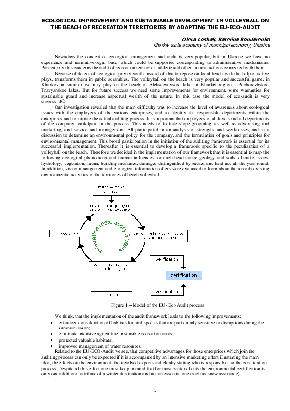 (PDF) Ecological Improvement and Sustainable Development in Volleyball ...