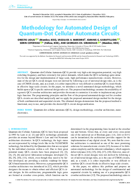 (PDF) Methodology for Automated Design of Quantum-Dot Cellular Automata ...