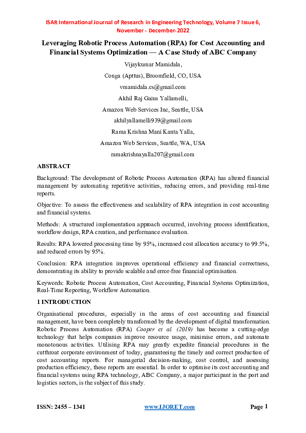 (PDF) Leveraging Robotic Process Automation (RPA) for Cost Accounting and Financial Systems ...