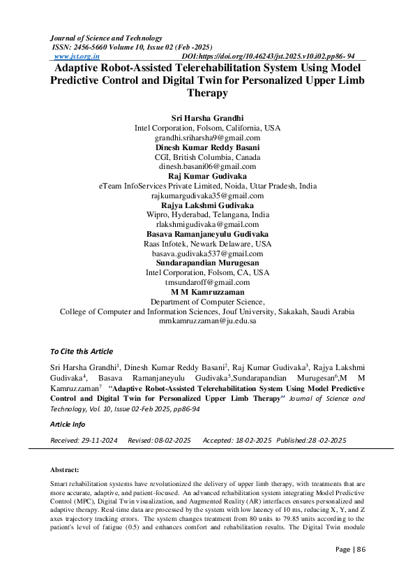 (PDF) Adaptive Robot-Assisted Telerehabilitation System Using Model ...