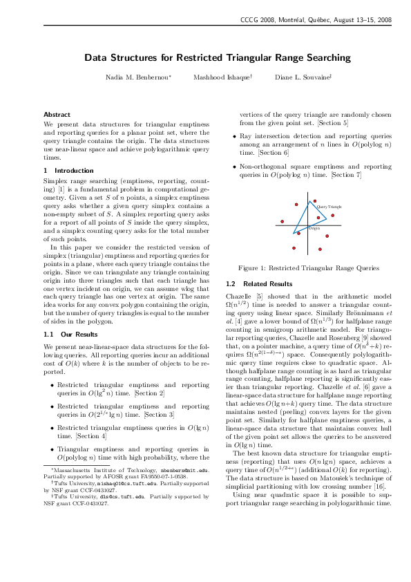 (PDF) Data Structures for Restricted Triangular Range Searching