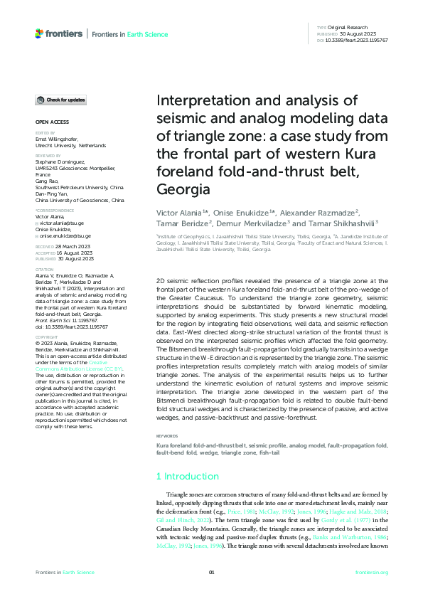 (PDF) Interpretation and analysis of seismic and analog modeling data of triangle zone: a case ...