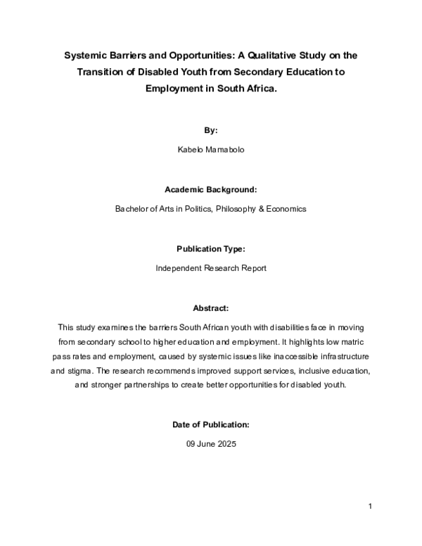 (PDF) Systemic Barriers and Opportunities: A Qualitative Study on the ...
