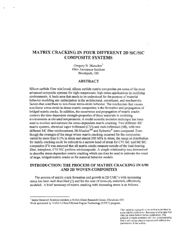 (PDF) Matrix Cracking in Four Different 2D SiC/SiC Composite Systems
