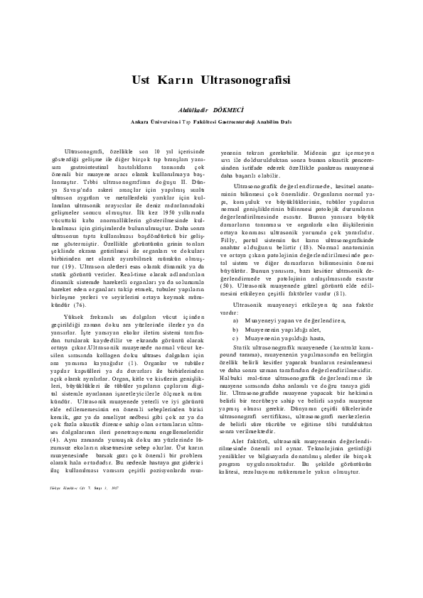 (PDF) Üst Karın Ultrasonografisi