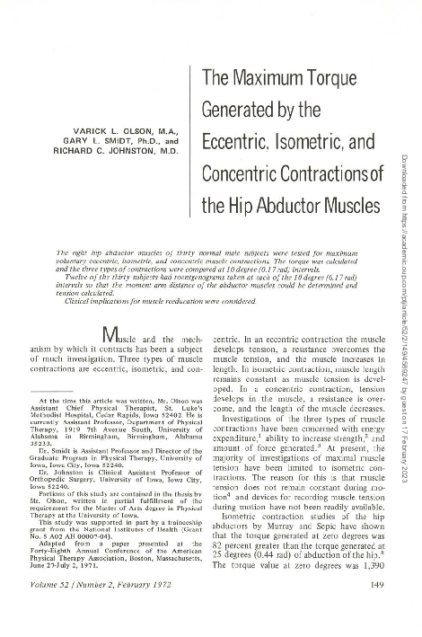 (PDF) The Maximum Torque Generated by the Eccentric, Isometric, and ...