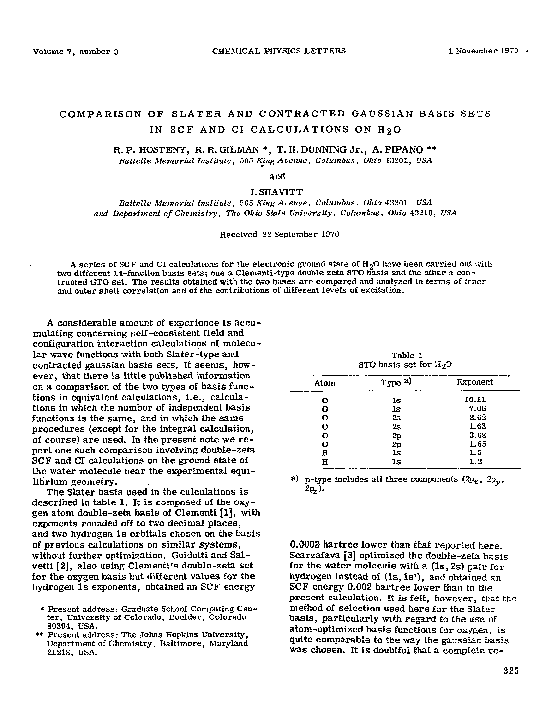 (PDF) Comparison of slater and contracted gaussian basis sets in SCF ...