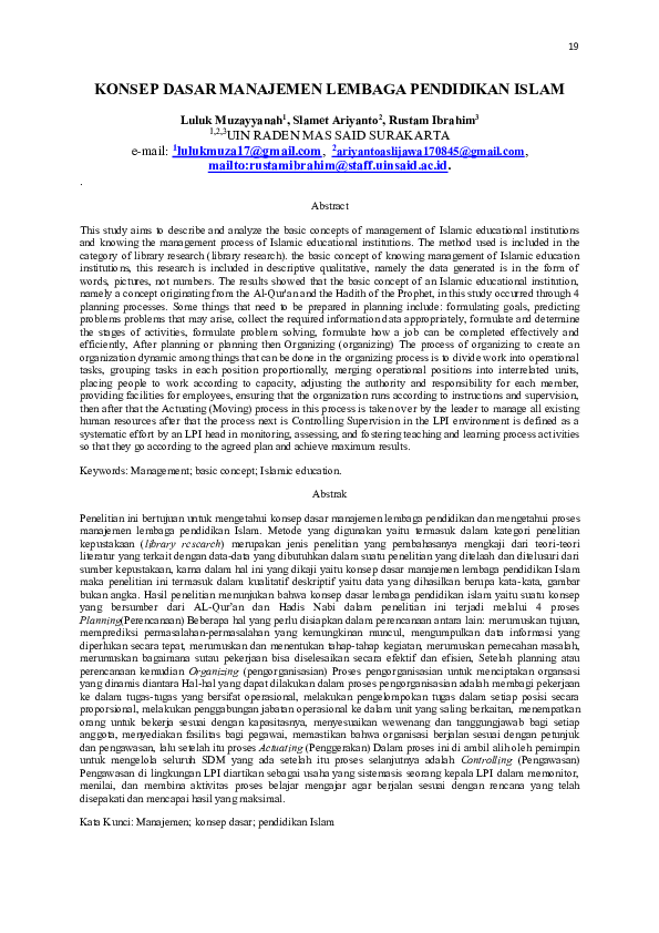 (PDF) Konsep Dasar Manajemen Lembaga Pendidikan Islam