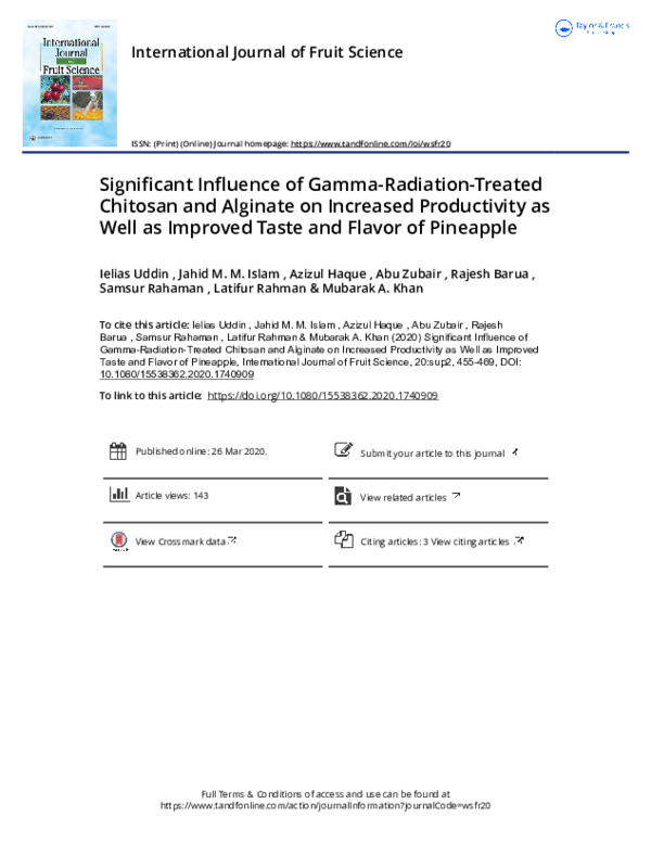 (PDF) Significant Influence of Gamma-Radiation-Treated Chitosan and ...
