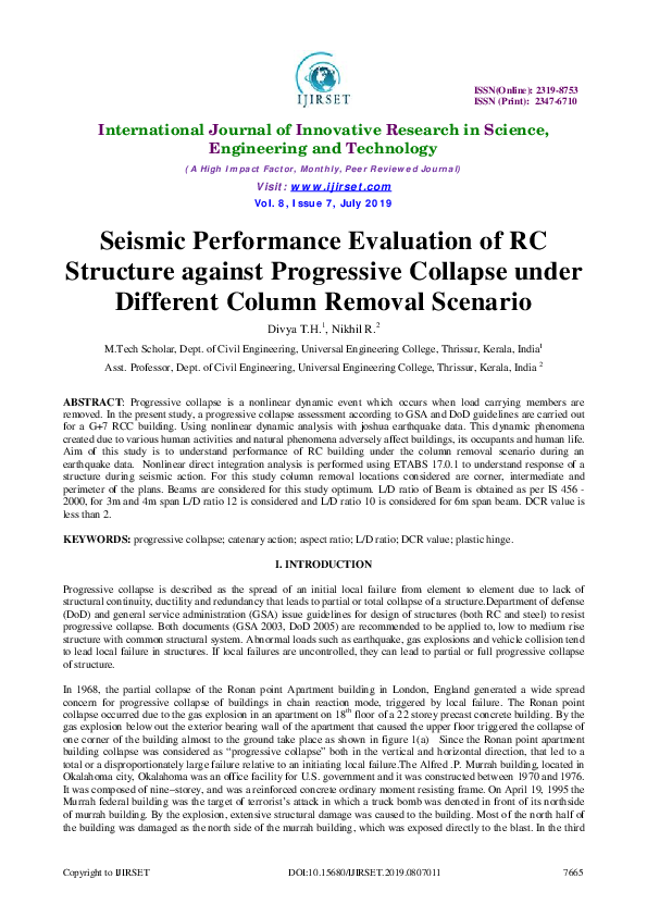 (PDF) Seismic Performance Evaluation of RC Structure against ...