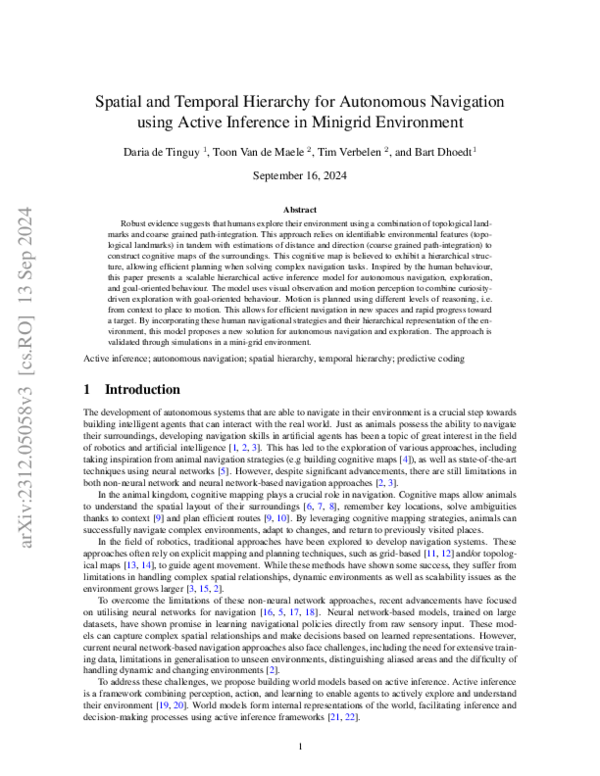 (PDF) Spatial and Temporal Hierarchy for Autonomous Navigation using ...