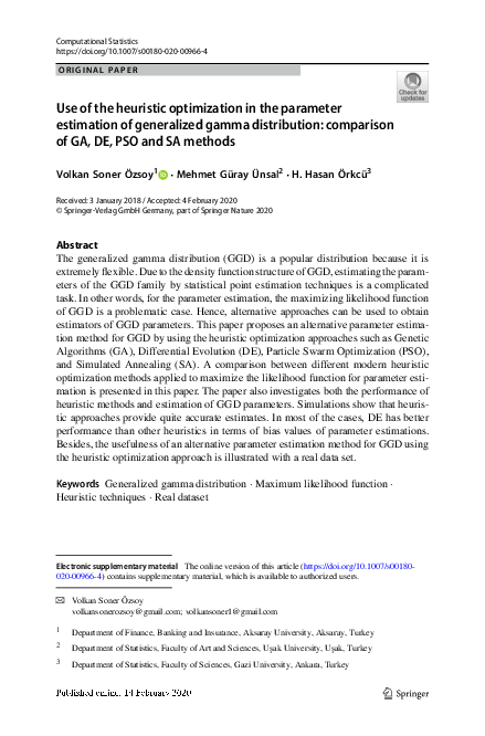 (PDF) Use of the heuristic optimization in the parameter estimation of ...