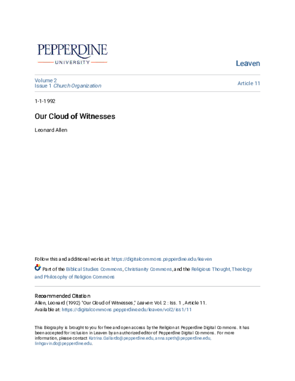 (PDF) Our Cloud of Witnesses