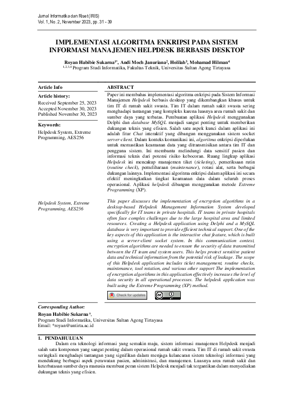 (PDF) Implementasi Algoritma Enkripsi Pada Sistem Informasi Manajemen ...