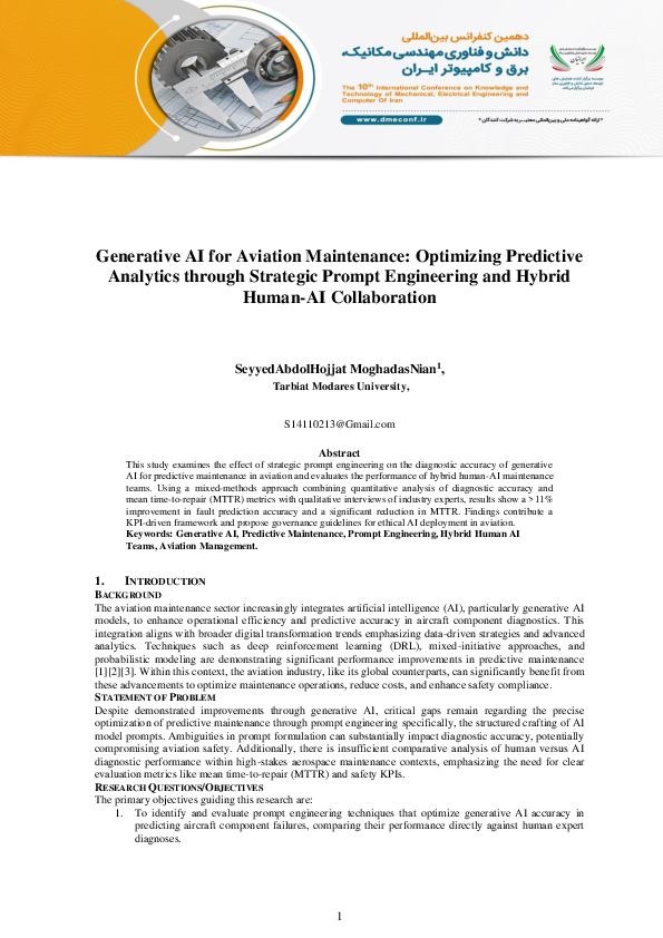 (PDF) Generative AI for Aviation Maintenance: Optimizing Predictive ...